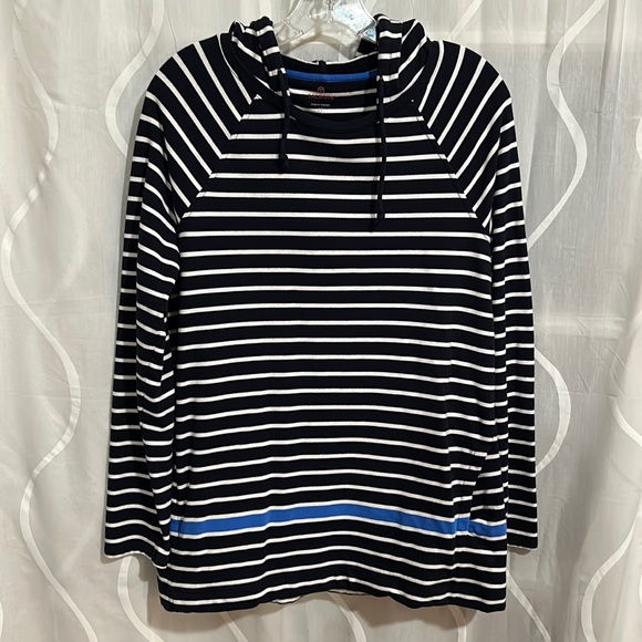 Talbots | Tops | T By Talbots Navy White Striped Hoodie Size Medium ...